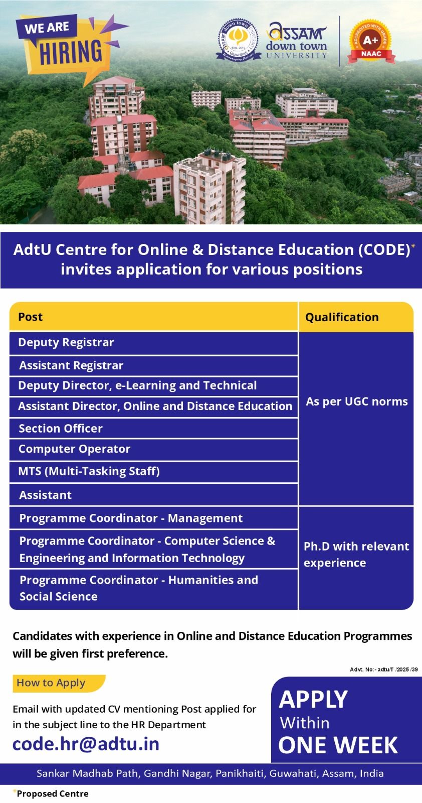 Career | Assam down town University